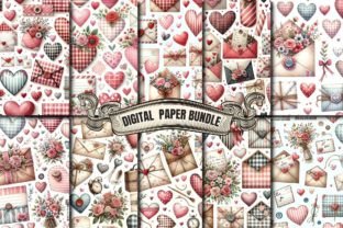 Vintage Valentine Digital Paper Graphic by craftsmaker · Creative Fabrica