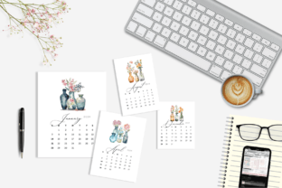 Flower Vase Monthly Calendar 2024 Graphic by Merilove Digital ...