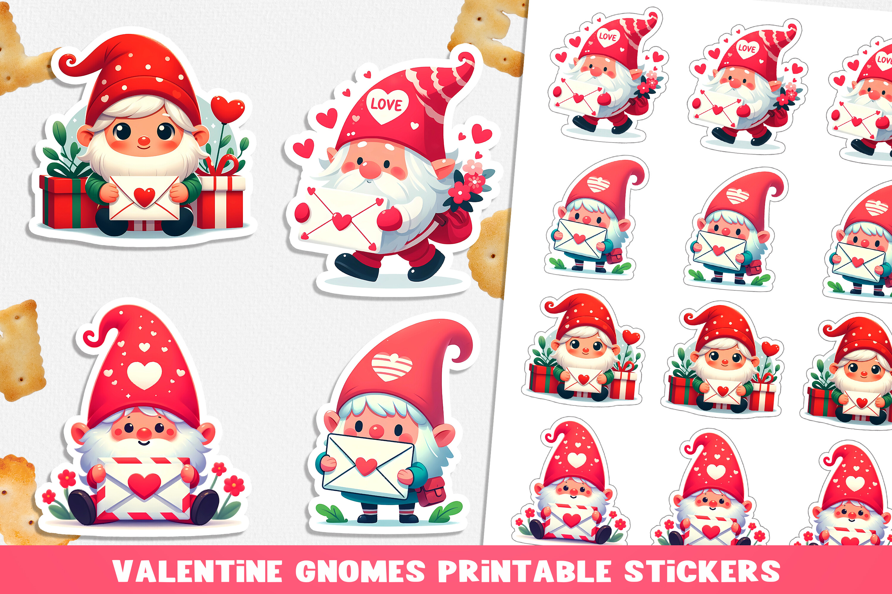 Valentine's Day Gnomes Stickers. PNG. Graphic by NadineStore · Creative ...