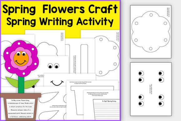 Spring Flowers Craft & Writing Worksheet Graphic by TheStudyKits ...