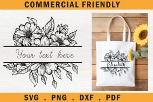 Floral Split Monogram Frame Svg,flower Graphic by redearth and gumtrees ...