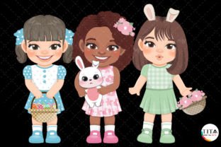 Easter Little Girls Clipart Graphic by TitaLivingArt · Creative Fabrica