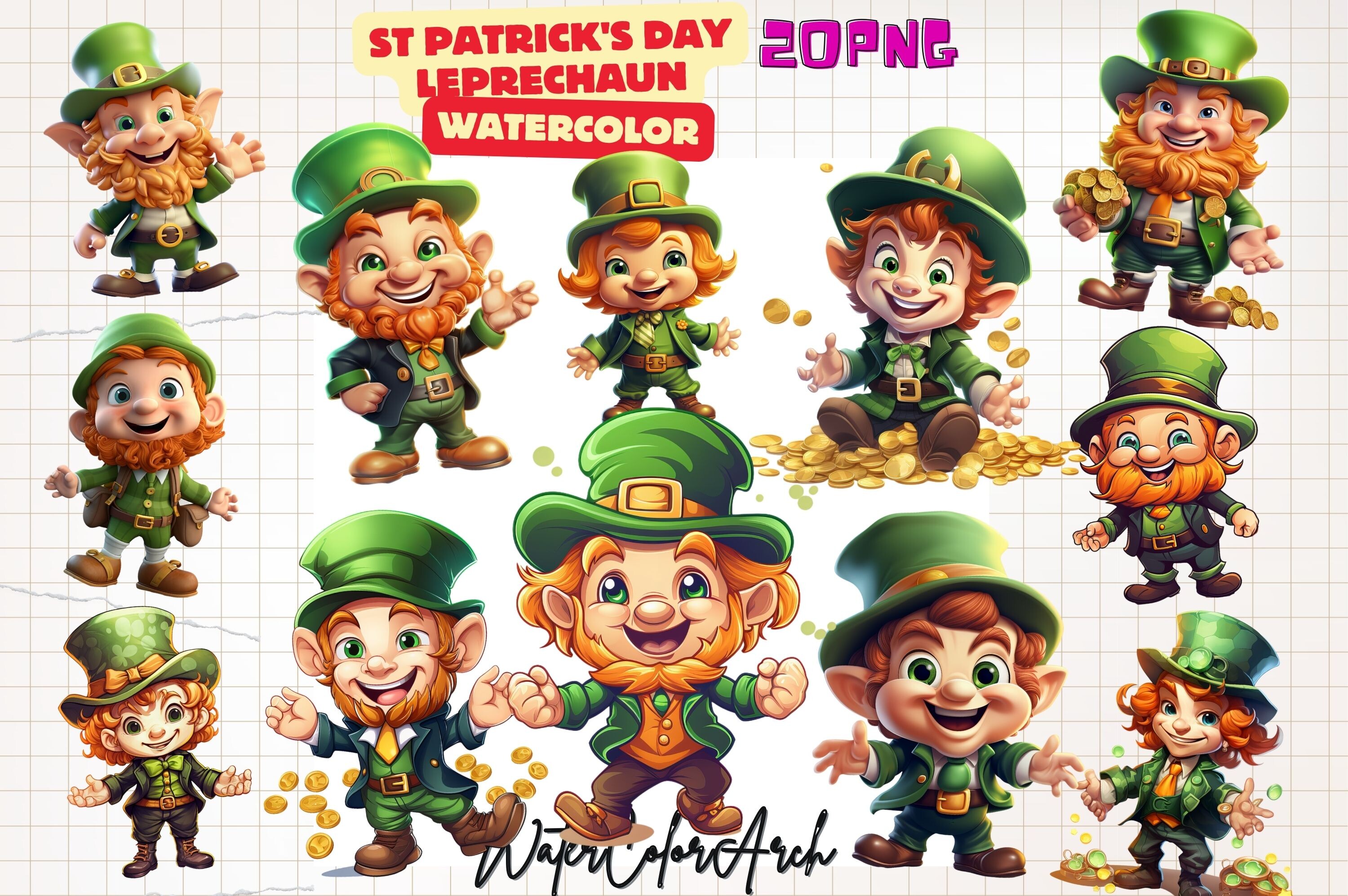 St Patrick's Day Leprechaun Clipart Graphic by WaterColorArch ...