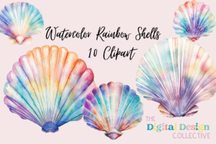 Watercolor Rainbow Seashell Clipart Graphic by lizballew · Creative Fabrica