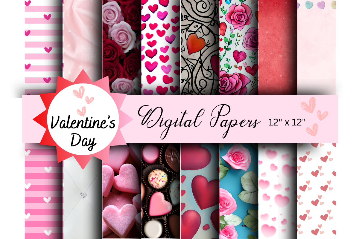 Valentine's Day Theme Digital Paper PNG Graphic by Pixels N Bows ...