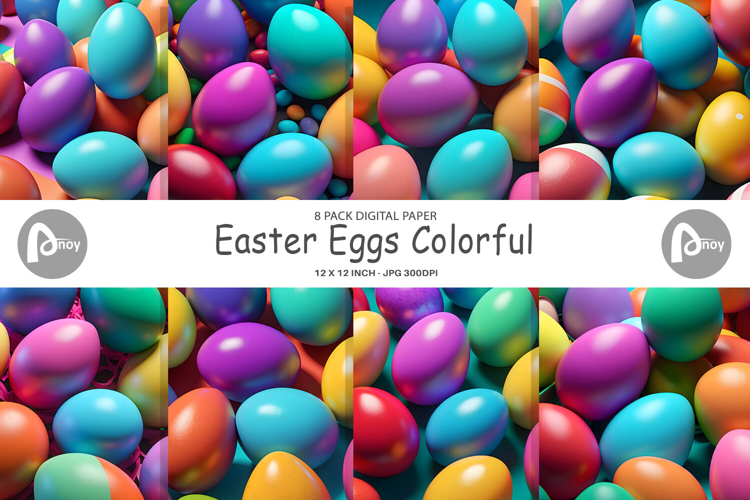 Digital Paper Easter Eggs Colorful Graphic by Artnoy · Creative Fabrica