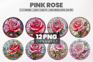 Pink Rose Stained Glass Sublimation Graphic by Hurairagraphics ...