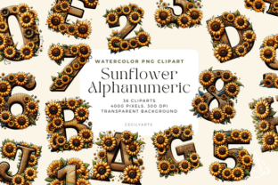 Sunflower Alphabet and Numbers Cliparts Graphic by Cecily Arts ...