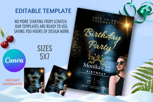 Editable Birthday Invitation Template Graphic by KOZAGO · Creative Fabrica