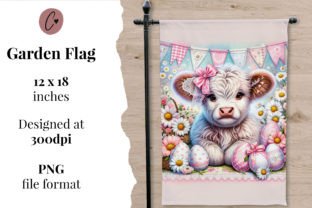Easter Highland Cow Garden Flag PNG Graphic by Christine Fleury ...