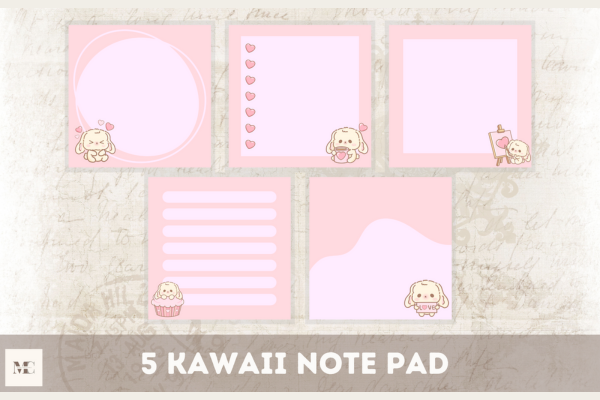 5 Kawaii Note Pad Stationery Graphic by Mhek Creatives · Creative Fabrica