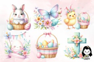 Cute Easter Day Watercolor Clipart Graphic by Cat Lady · Creative Fabrica