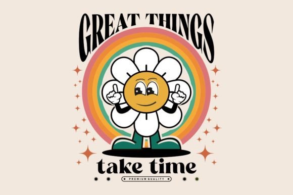 Groovy Cartoon Character Flower Design Graphic by luqart97 · Creative ...