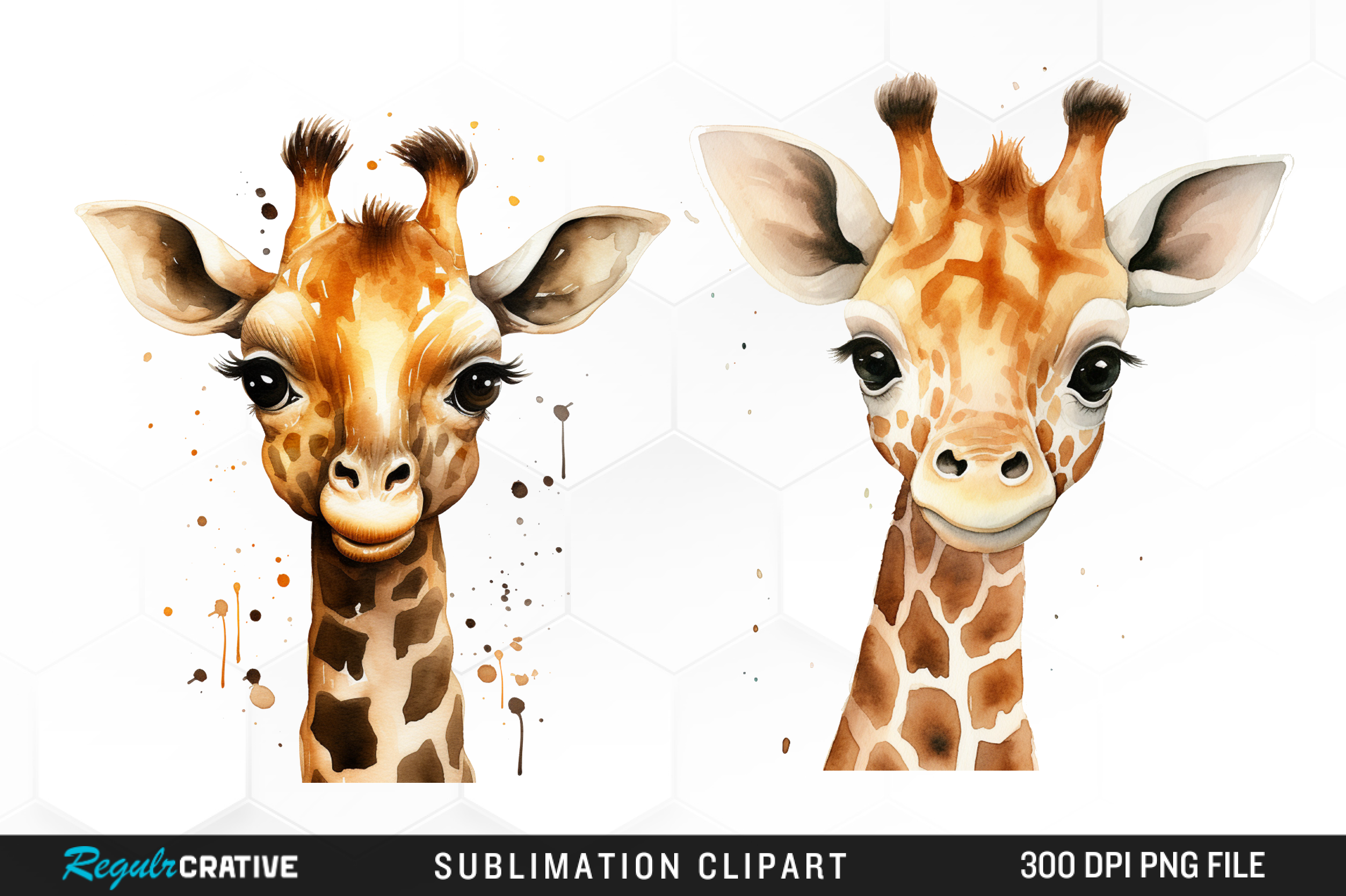 Watercolor Cute Giraffe Clipart Design Graphic by Regulrcrative ...