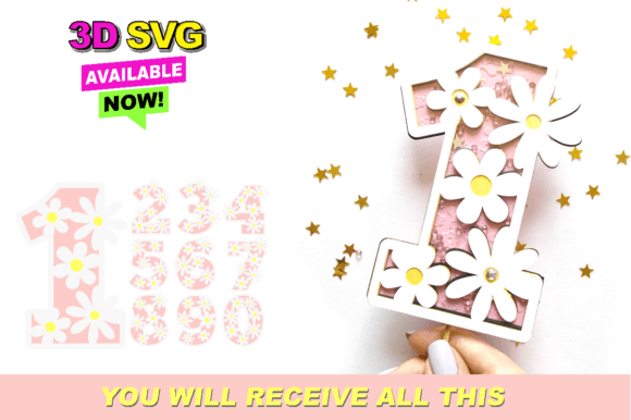 Daisy Birthday Numbers 3D SVG · Creative Fabrica