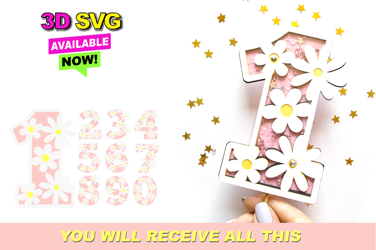 Daisy Birthday Numbers 3D SVG · Creative Fabrica