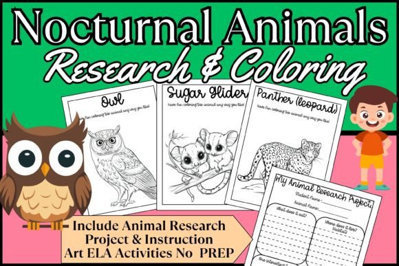 Nocturnal Animals Coloring Pages Graphic by EverydayDigitalArt ...