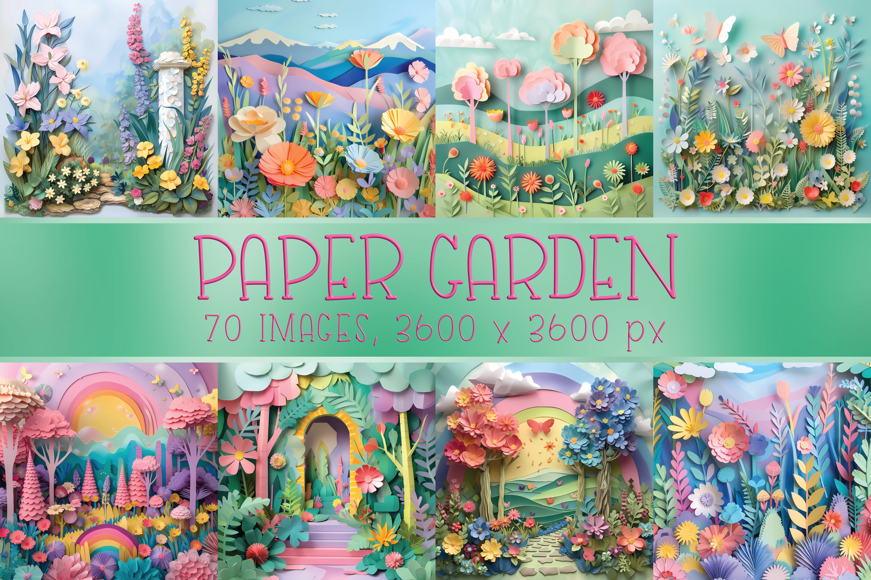 Paper Cut Floral Garden Digital Papers Graphic by Color Studio ...