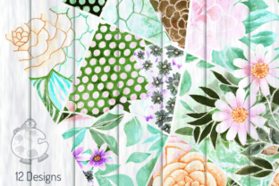 Patchwork Flowers Set 2 - Watercolor Art Graphic by Prawny · Creative ...