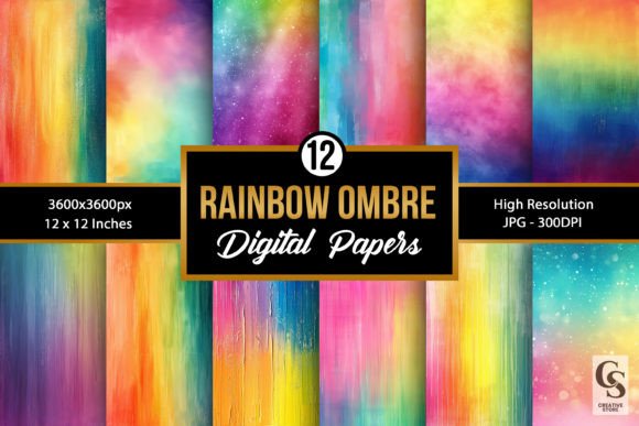 Bright Rainbow Ombre Backgrounds Graphic by Creative Store · Creative ...