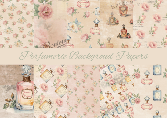 Perfume Bottle Ephemera Kit Graphic by Crafty Bluebells · Creative Fabrica
