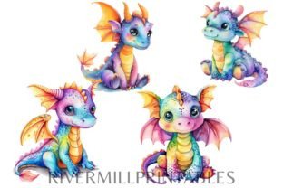 Watercolor Baby Dragon Clipart Graphic by Rivermill Embroidery ...
