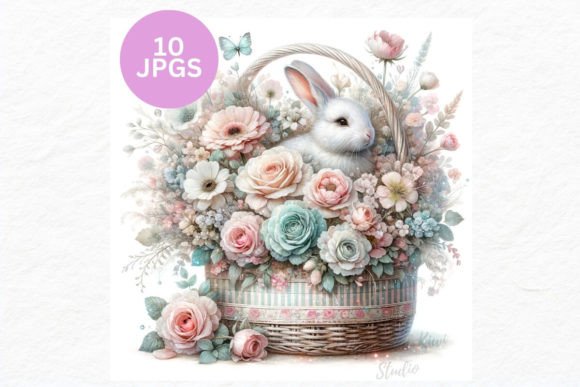 Easter Bunny Basket Graphics Graphic by Hippo and Kiwi Studio ...