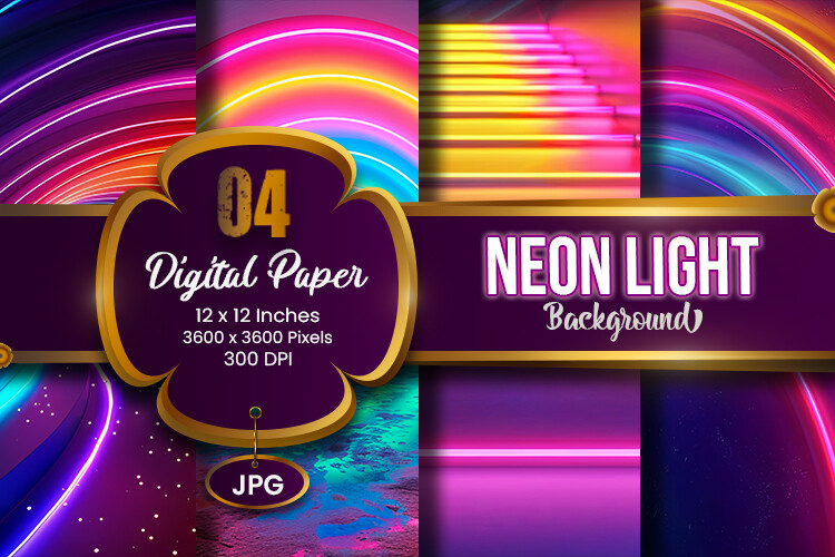 Neon Light Backgrounds Digital Paper Graphic by Creative Design Studio ...