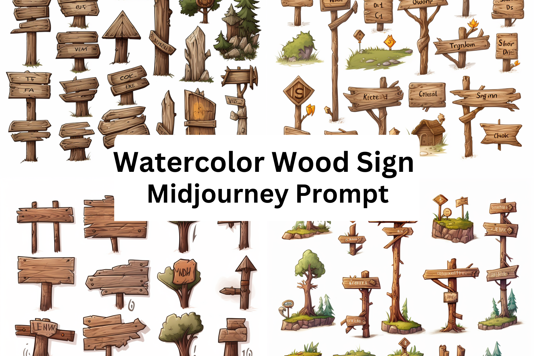 Watercolor Wood Sign Midjourney Prompts Graphic by Digital Delight ...