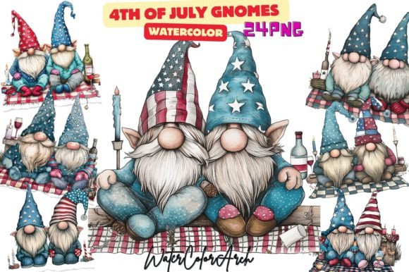 4th of July Gnomes Sublimation Clipart Graphic by WaterColorArch ...