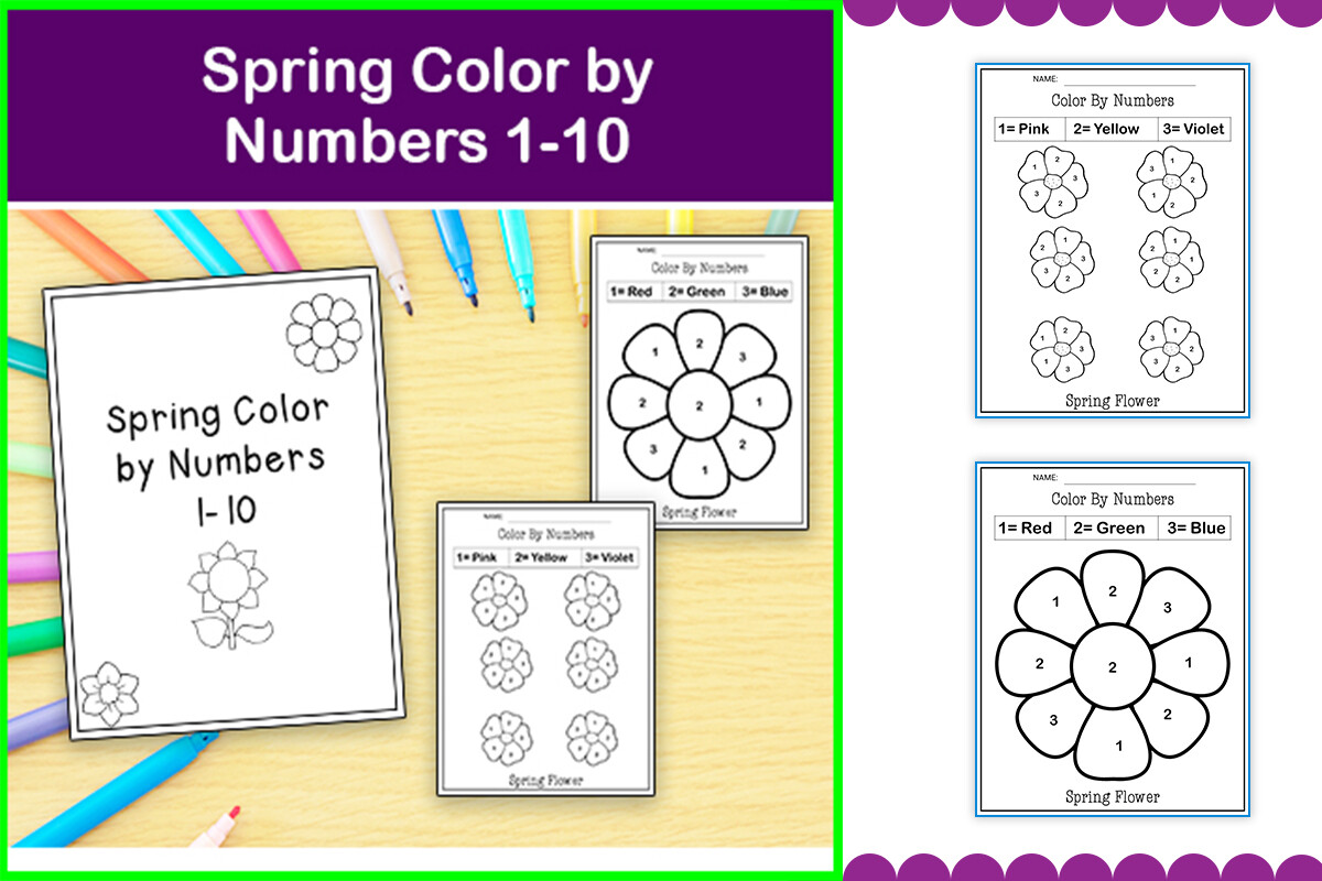 Spring Color by Numbers 1-10 Worksheets Graphic by TheStudyKits ...