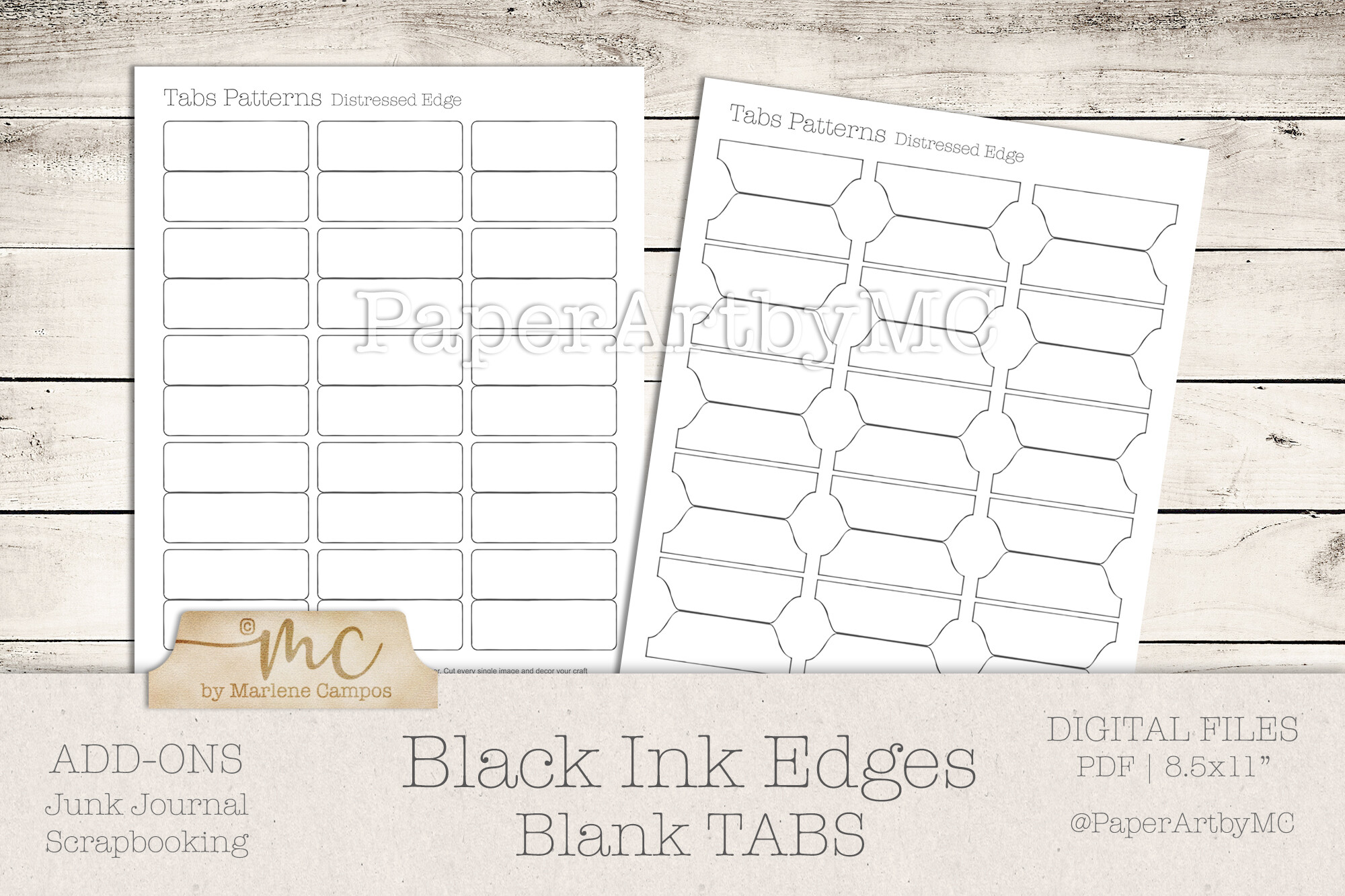 Black Tabs Ink Edge Blank Template Graphic by paperart.bymc · Creative ...