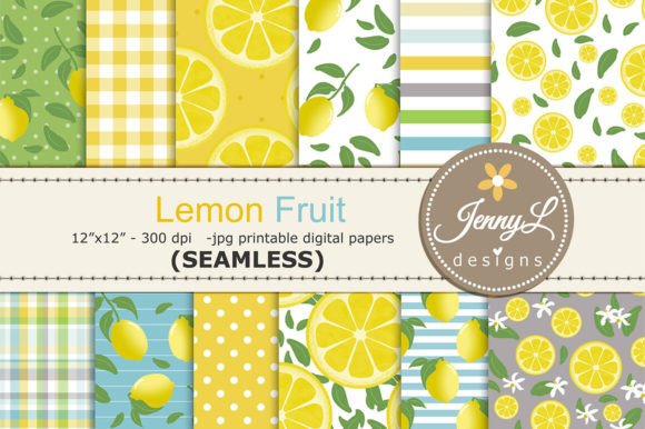 Lemon Fruit SEAMLESS Digital Papers Graphic by jennyL_designs ...