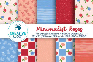 Minimalist Roses Seamless Patterns Graphic by Creative Wolf Design ...