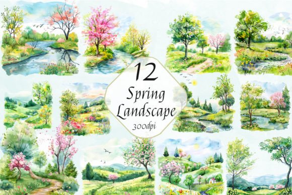 54 Spring Landscape Clipart Designs & Graphics