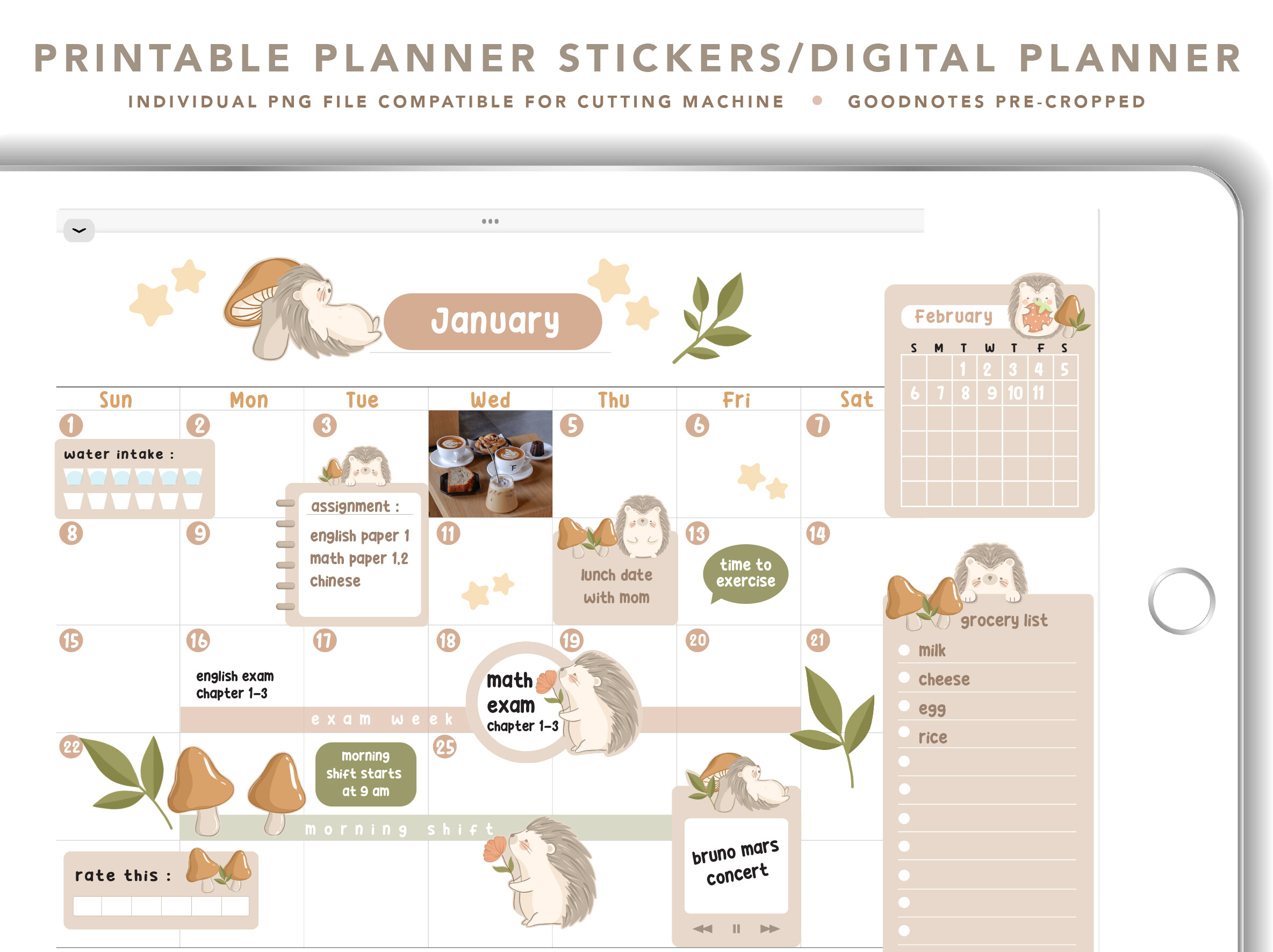 Cute Hedgehog Digital Stickers Planner Graphic by hanacrochetdesign ...