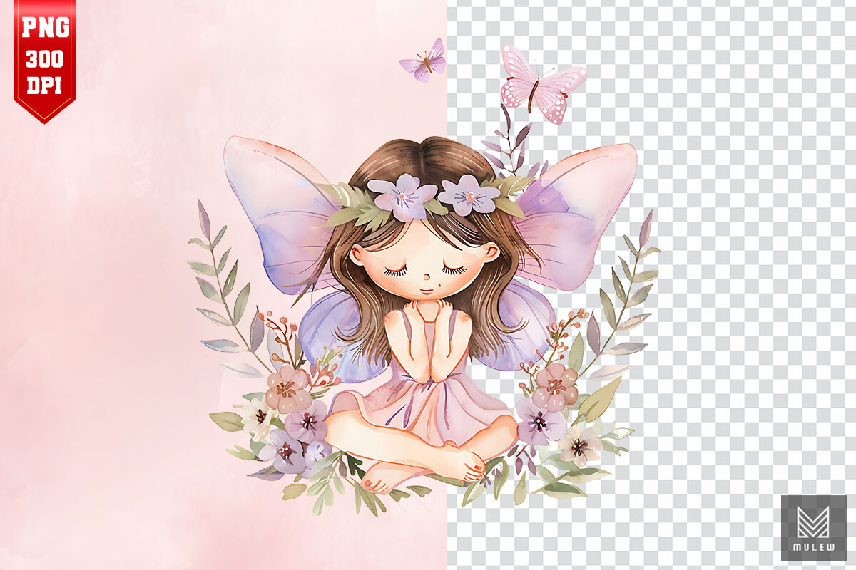Watercolor Cute Little Fairy Sublimation Graphic by Mulew · Creative ...