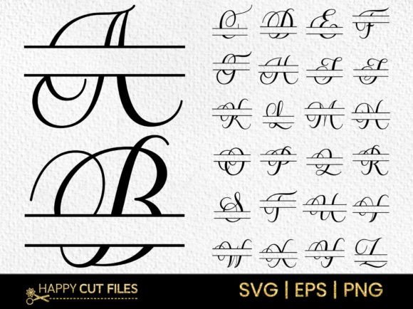 Monogram Svg Modern Split Font Letter Graphic by happycutfiles ...