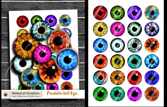 Printable Eyes Digital Collage Sheets Graphic by MobyCatGraphics ...