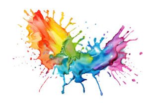 Rainbow Paint Splash, Paint Splatter Set Graphic by pixeness · Creative ...