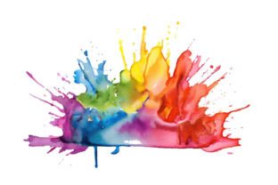 Rainbow Paint Splash, Paint Splatter Set Graphic by pixeness · Creative ...