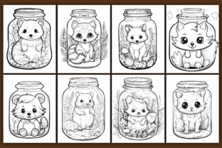 200 Cute Animal in a Jar Coloring Pages Graphic by Musera Design ...