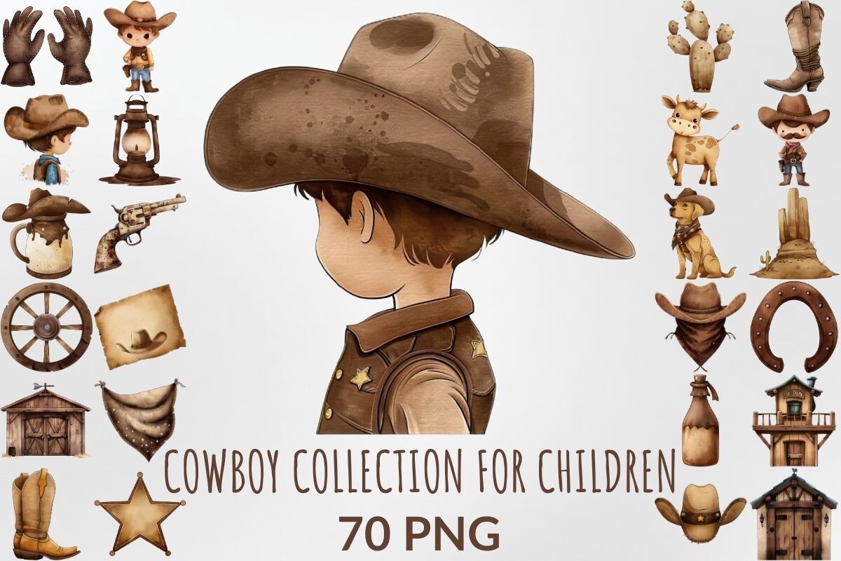 Western Cowboy Collection for Children Graphic by DigitalCreativeDen ...