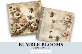 Floral Bee Vintage Paper Backgrounds Graphic by Luv Bijou · Creative ...