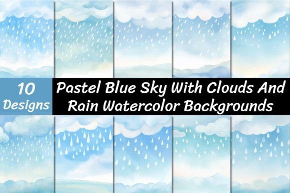 Sky with Clouds and Rain Backgrounds Graphic by VYCstore · Creative Fabrica