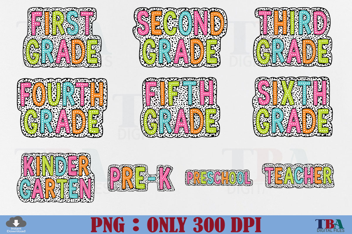 Teacher Dalmatian Dots PNG Bundle, Grade Graphic by TBA Digital Files ...