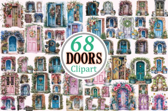 Cottage Door Clipart, Doors Clipart Graphic by Colourful · Creative Fabrica