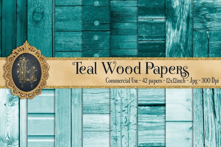 Teal Wood Texture Digital Papers Graphic by ThingsbyLary · Creative Fabrica