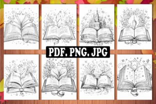 Open Magic Book Coloring Pages for Adult Graphic by PLAY ZONE ...