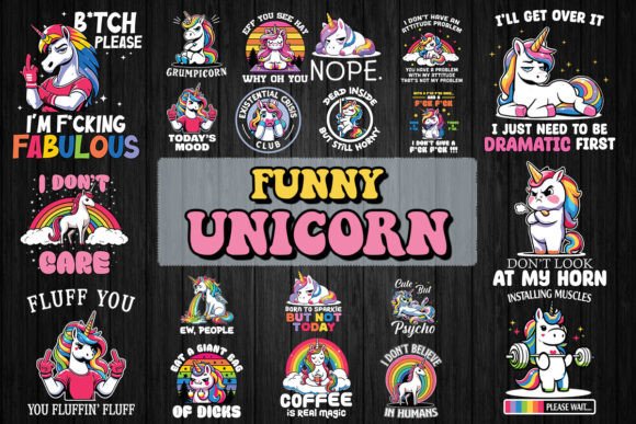 Funny Unicorn SVG Bundle Graphic by Pecgine · Creative Fabrica